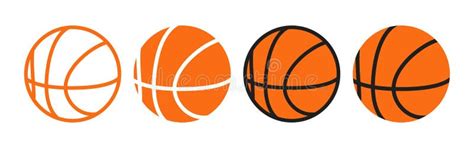Orange Basketball Ball Icons Set Of Basketball Balls Symbols Stock