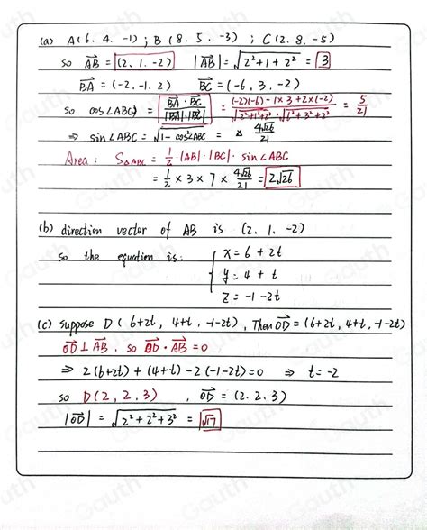 solved 4 the position vectors of the points a b and c relative to a