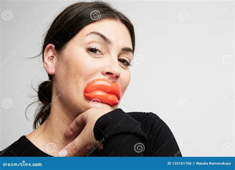 Portrait Young Woman Gets Injection Of Botox In Her Lips Woman In