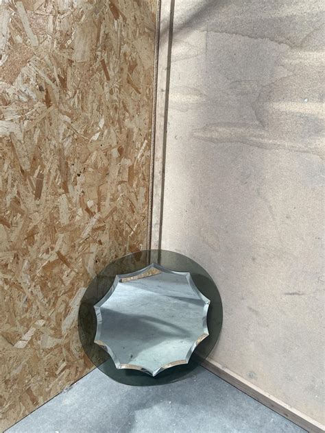 Mid Century Modern Italian Wall Mirror With Smoked Glass Frame From