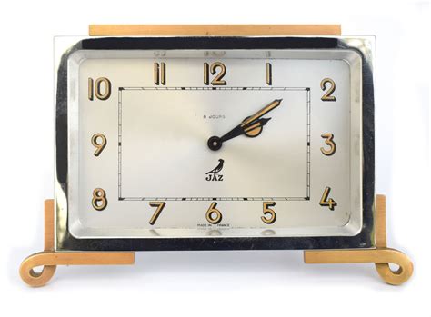 Art Deco French 8 Day Chrome Clock By Jaz C1930