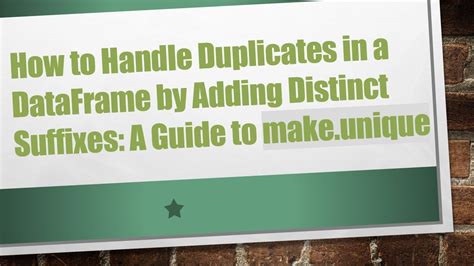 How To Handle Duplicates In A Dataframe By Adding Distinct Suffixes A Guide To Makeunique