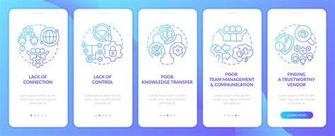Issues Involved With Outsourcing Blue Gradient Onboarding Mobile App Screen Walkthrough 5 Steps