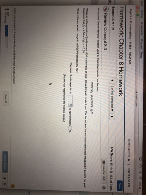 Solved Homework Chapter 8 Homework Score 0 5 Of 1 Pt Hw