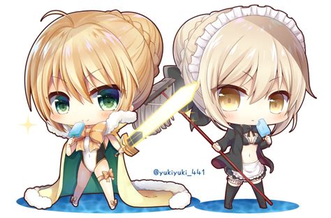 Apron Artoria Pendragon All Bikini Blonde Hair Bow Braids Breasts