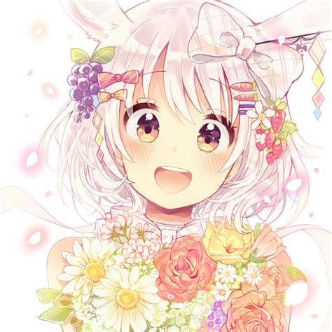 Safebooru 1girl D Absurdres Animal Ears Bare Shoulders Bouquet Bow