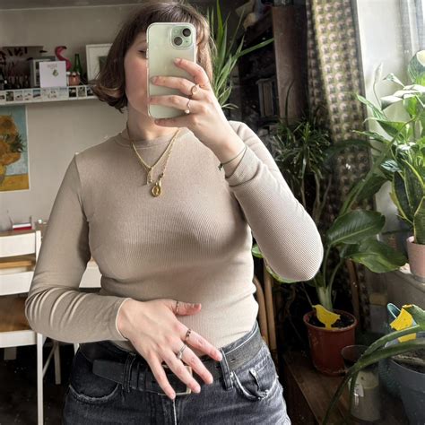 ZARA Nude Ribbed Bodysuit Size M Worn Once And Depop