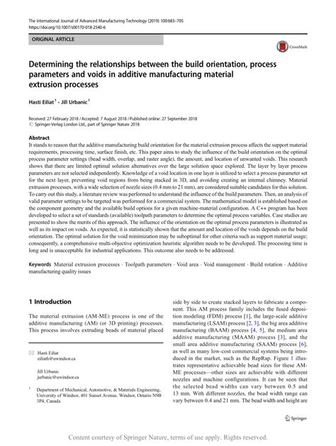 Determining The Relationships Between The Build Orientation Process Parameters And Voids In