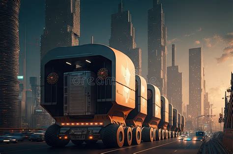 Autonomous Cargo Truck Transporting Goods Through Crowded Metropolis