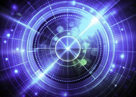 Advanced Futuristic Radiation Detection System Glowing Blue Radar