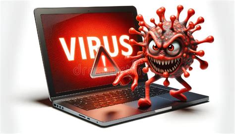 Ai Generated Illustration Of A Laptop With A Digital Representation Of A Computer Virus Stock