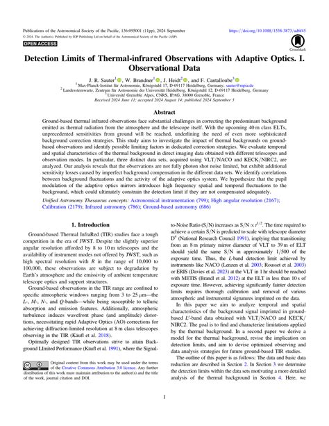 Pdf Detection Limits Of Thermal Infrared Observations With Adaptive