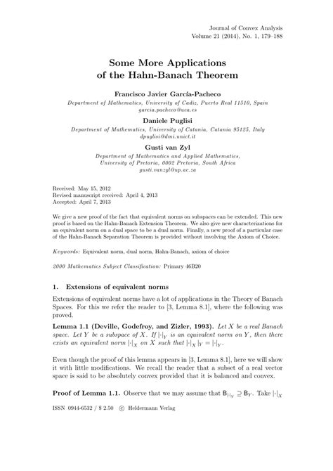 Pdf Some More Applications Of The Hahn Banach Theorem