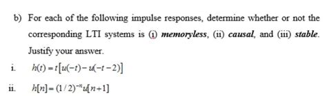 solved b for each of the following impulse responses