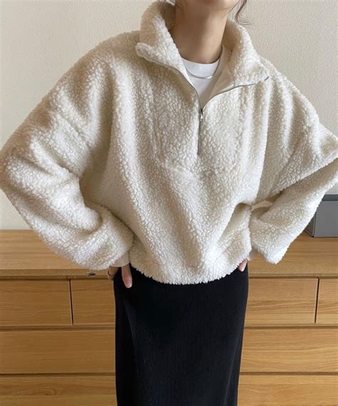Junoah（ジュノア）の「ボアハーフジップショートプルオーバー（ブルゾン）」 Wear
