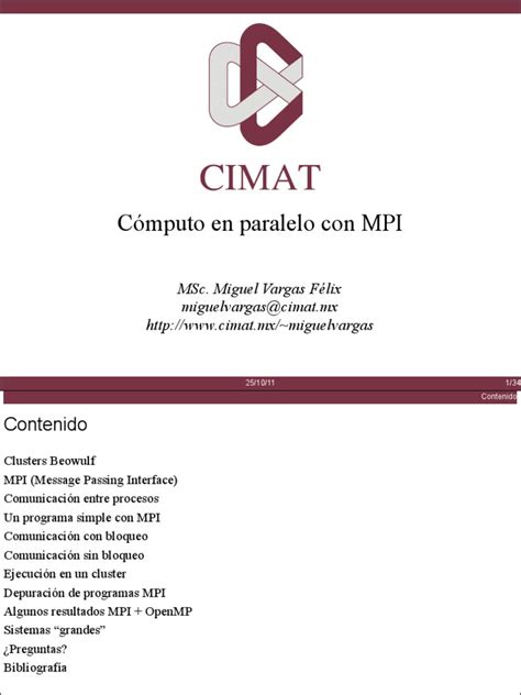 Computo En Paralelo Con Mpi Pdf Métodos Y Materiales De Enseñanza
