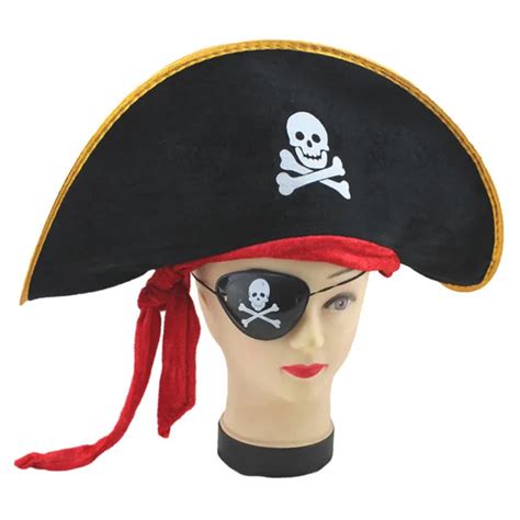 Halloween Accessories Captain Jack Hat Caribbean Pirate Hat Skull