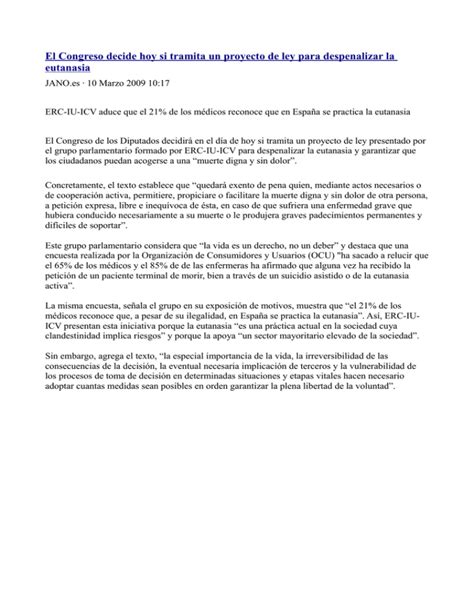 El Congreso Decide Hoy Si Tramita Un Proyecto De Ley Para