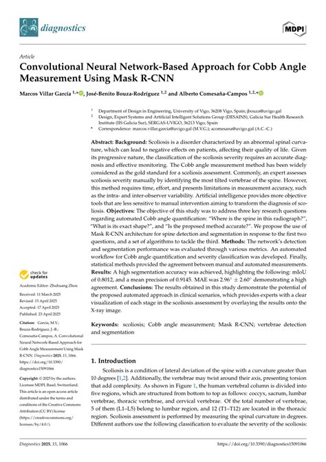 Pdf Convolutional Neural Network Based Approach For Cobb Angle