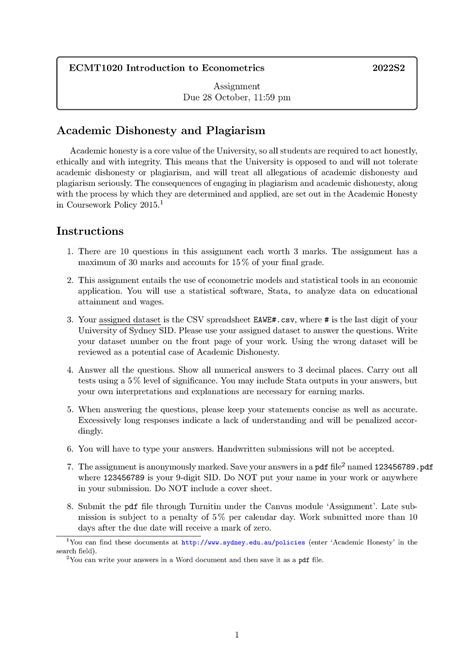 Assigment Ecmt1020 Please See The Document ECMT1020 Introduction To