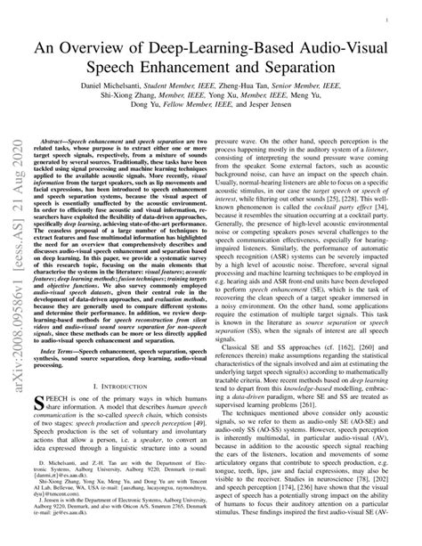An Overview Of Deep Learning Based Audio Visual Speech Enhancement And