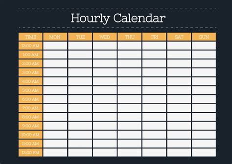 Hourly Calendar Free Hourly Schedule Templates All Formats Editable