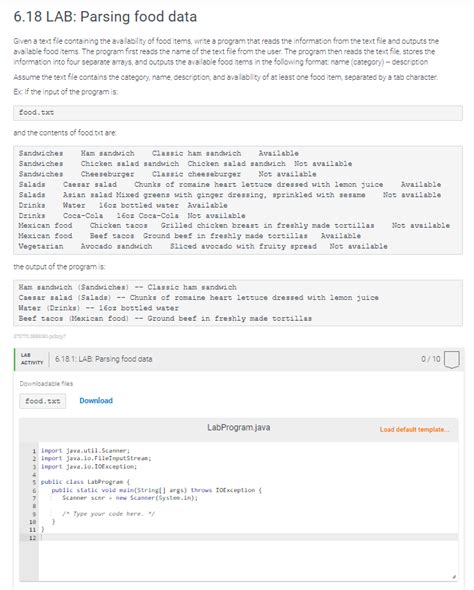 Solved 6 18 LAB Parsing Food DataGiven A Text File Chegg