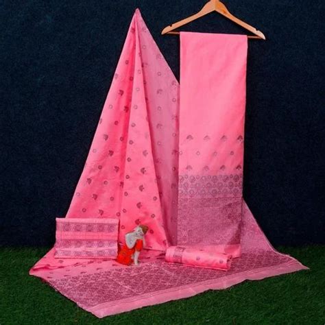 Zari Work Light Pink Party Wear Assam Silk Saree 55 M Separate