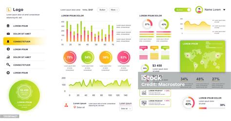 대시보드 Ui 인포그래픽 요소 Hud 다이어그램 인포 그래픽이 있는 관리자 패널 벡터 디자인 템플릿 경영자에 대한 스톡 벡터