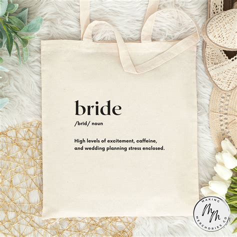 Definition Print Tote Bag For Bride Bridal Shower T Funny Bride T