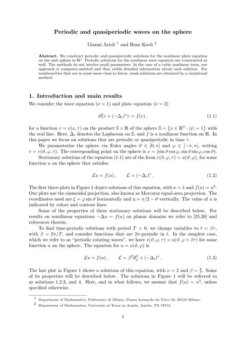 Pdf Periodic And Quasiperiodic Waves On The Sphere