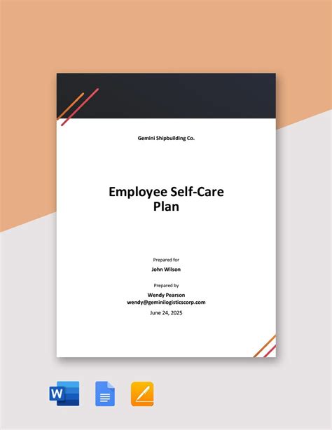 Free Self Care Plan Templates Editable And Printable