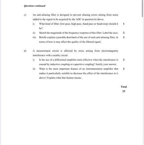 Solved Question Continued C An Anti Aliasing Filter Is