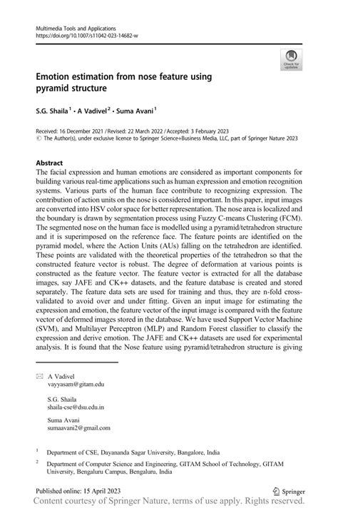 Emotion Estimation From Nose Feature Using Pyramid Structure Request Pdf
