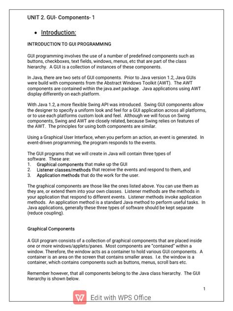 Java Graphical User Interface Gui Notes Pdf Graphical User Interfaces