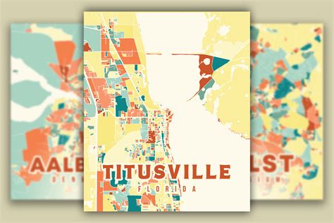 Titusville Florida Colorful Map Graphic By Poster Boutique · Creative