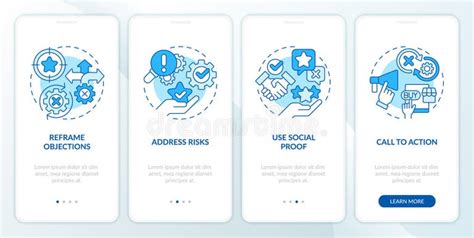 Objection Handling Techniques Blue Onboarding Mobile App Screen Stock Vector Illustration Of