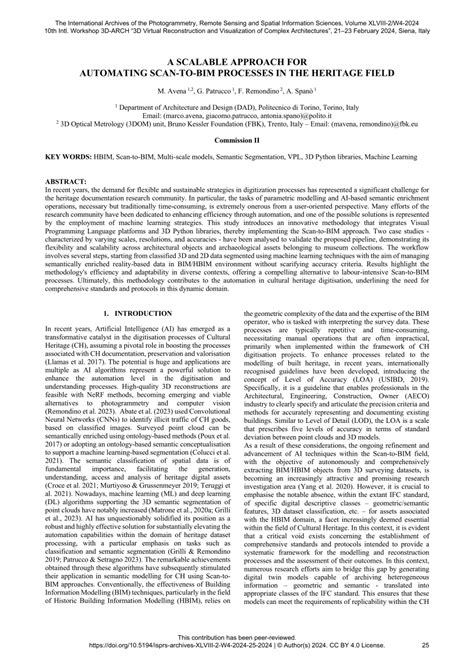 Pdf A Scalable Approach For Automating Scan To Bim Processes In The Heritage Field