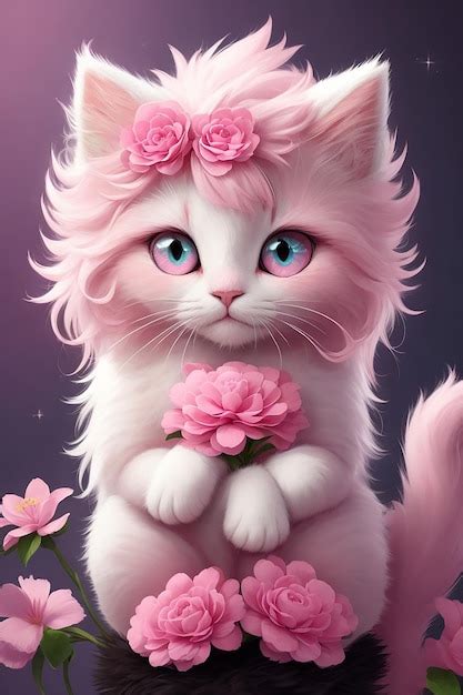 Premium Ai Image Adorable Cat Using Shocking Pink And White Healing