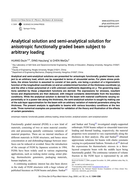 Pdf Analytical Solution And Semi Analytical Solution For Anisotropic Functionally Graded Beam