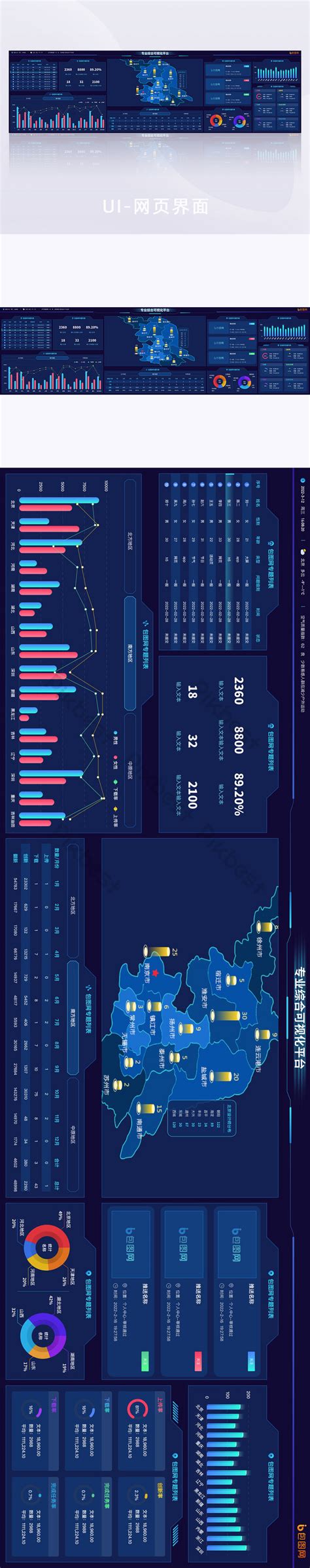 Super Large Screen Visualization Data Chart Page Ui Sketch Free