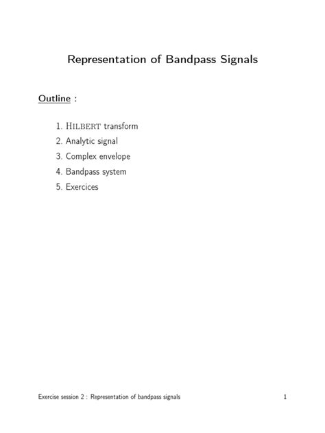 Representation Of Bandpass Signals Pdf Algorithms Applied Mathematics