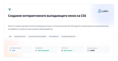 Выпадвающее меню на Css Интерактивный пользовательский интерфейс Labex