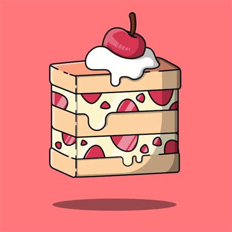 Delicioso Bolo De Morango Ilustração Bonito De Bolo De Morango Vetor De