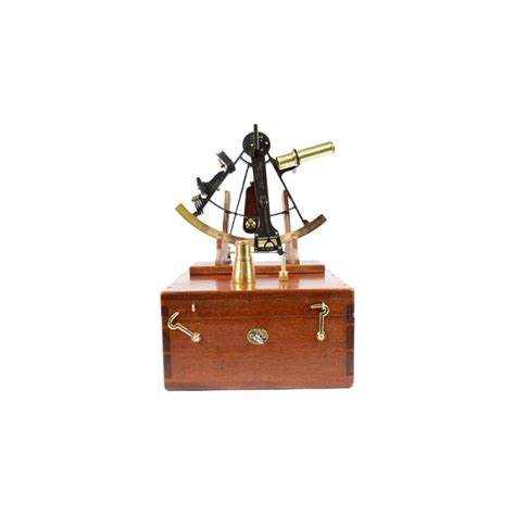 Brass Sextant In Mahogany Box Signed Buff And Buff Mfg Co Boston Usa