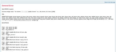 สอบถามสร้าง Forum ใหม่แล้ว Error Incorrect Integer Value For Column `dbxxx``phpbbforums