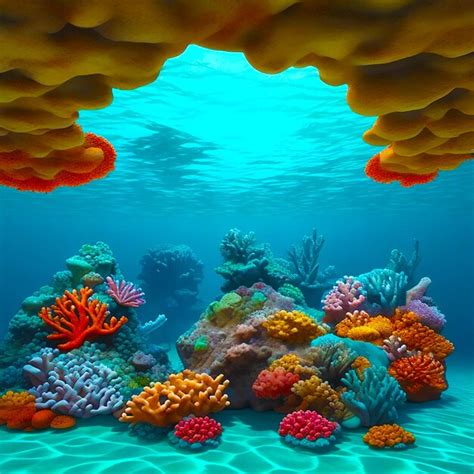 Premium Ai Image Ocean Underwater Landscape With Clay Coral Reefs