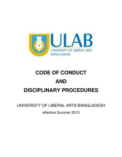 Code Of Conduct And Disciplinary Procedures Ulab