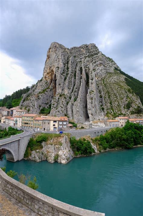 Sisteron On The Durance River Rocher De La Baume Opposite The Old Town