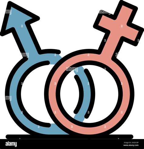 Man Woman Symbol Icon Outline Man Woman Symbol Vector Icon Color Flat